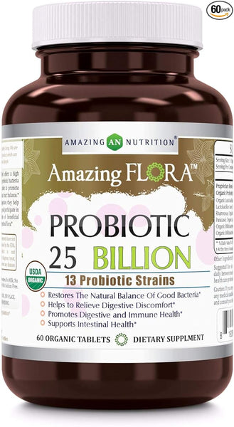 Amazing Flora Probiotic 25 Billion | 13 Strains | 60 Tablets – Amazing ...