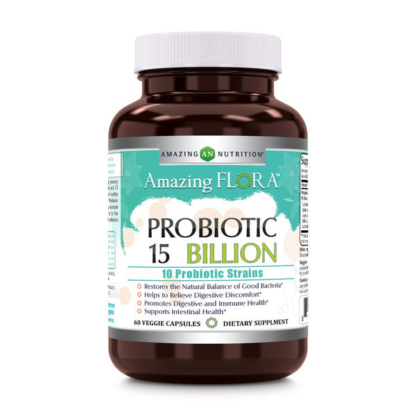 Amazing Flora Probiotic | 10 Strains 15 Billion | 60 Veggie Capsules ...