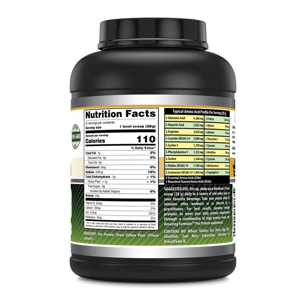 Amazing Formulas Pea Protein | 24 Grams Protein | 5 Lb Powder | Unflav ...