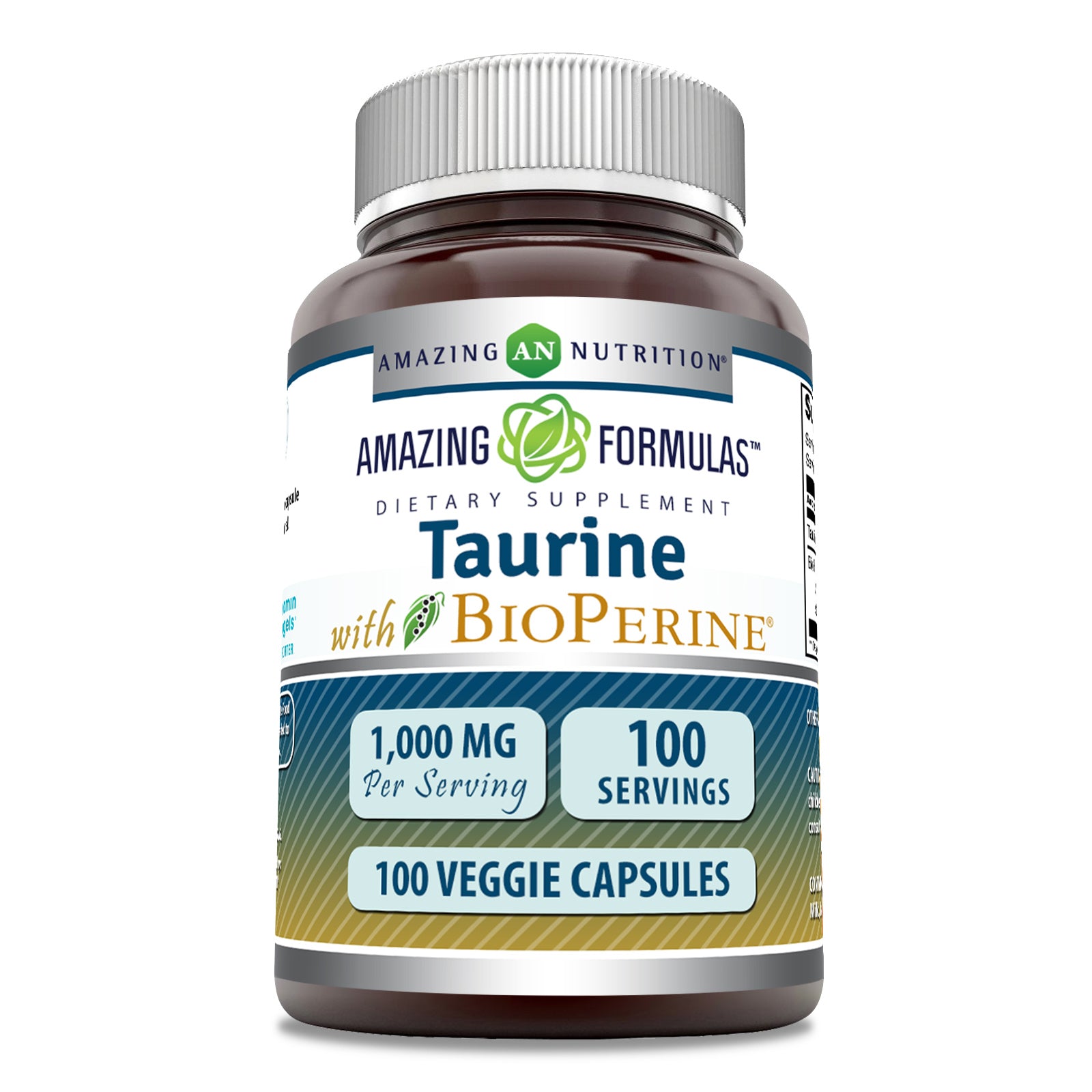 Amazing Formulas Taurine with Bioperine | 1000 Mg | 100 Veggie Capsule ...