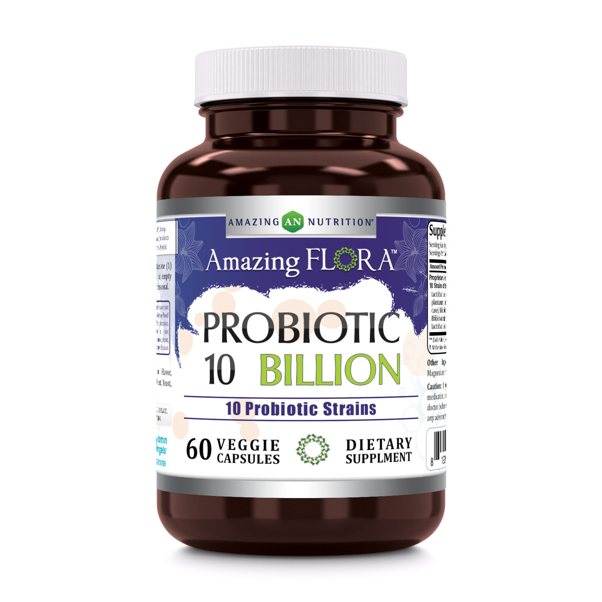 Amazing Flora Probiotic 10 Billion | 10 Strains | 60 Veggie Capsules ...