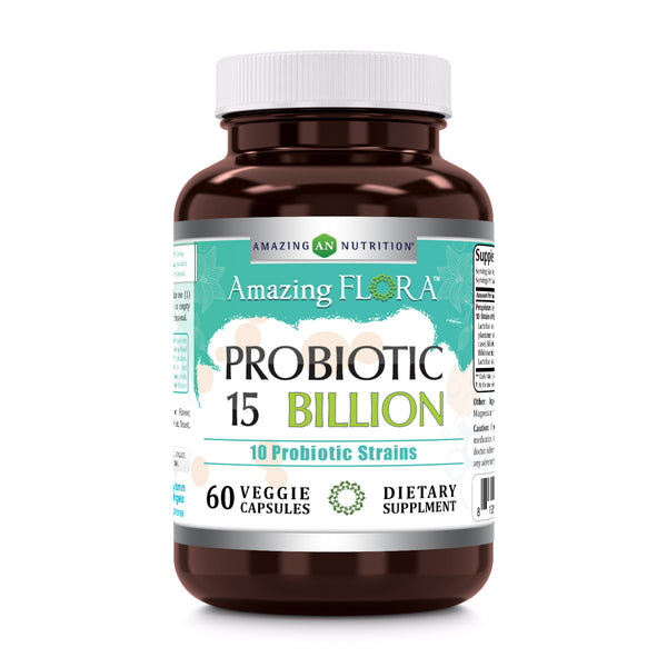 Amazing Flora Probiotic 15 Billion | 10 Strains | 60 Veggie Capsules ...