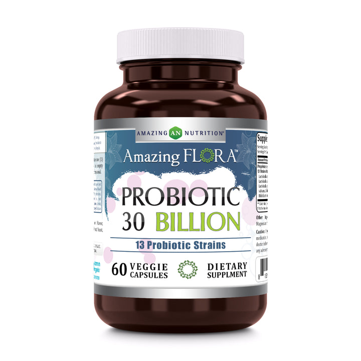 Amazing Flora Probiotic 30 Billion | 13 Strains | 60 Veggie Capsules ...