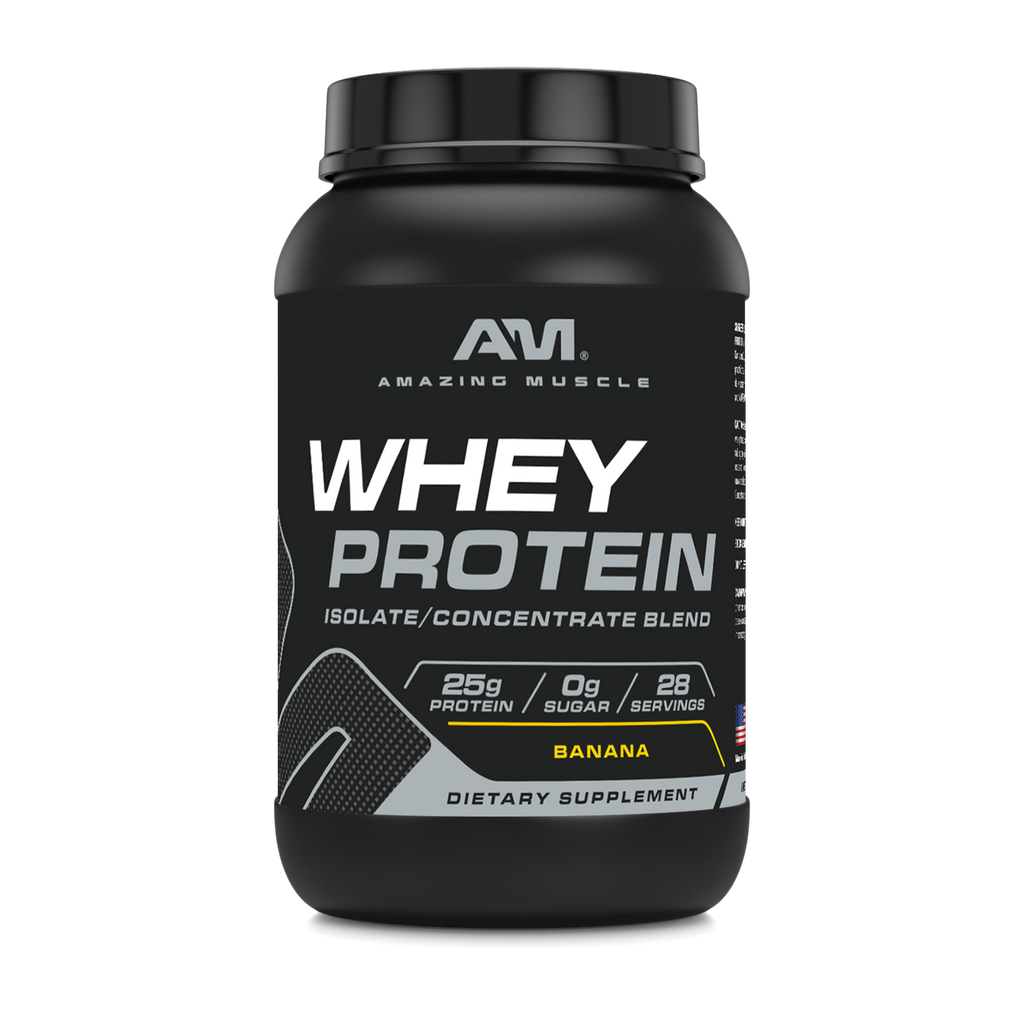 Amazing Muscle Whey Protein Isolate & Concentrate | 2 Lbs | Banana ...