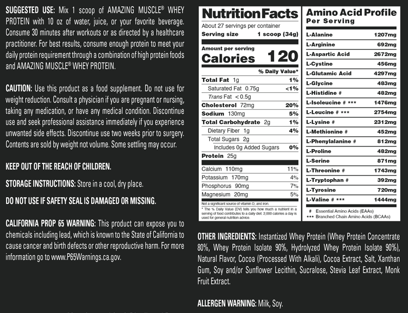 Amazing Muscle Whey Protein Isolate & Concentrate | 2 Lbs | Chocolate ...