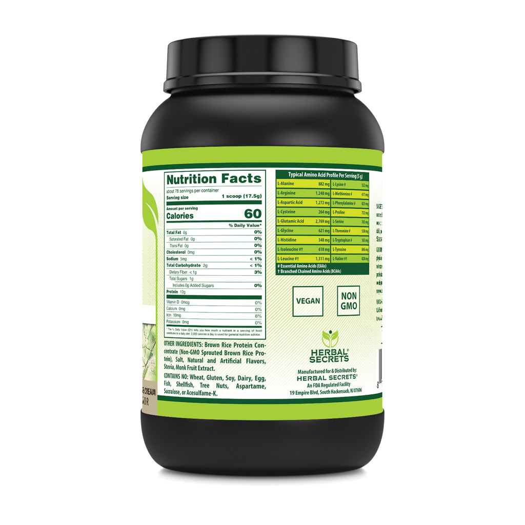 Herbal Secrets Brown Rice Protein Powder 12 Grams per Serving | Cookie ...