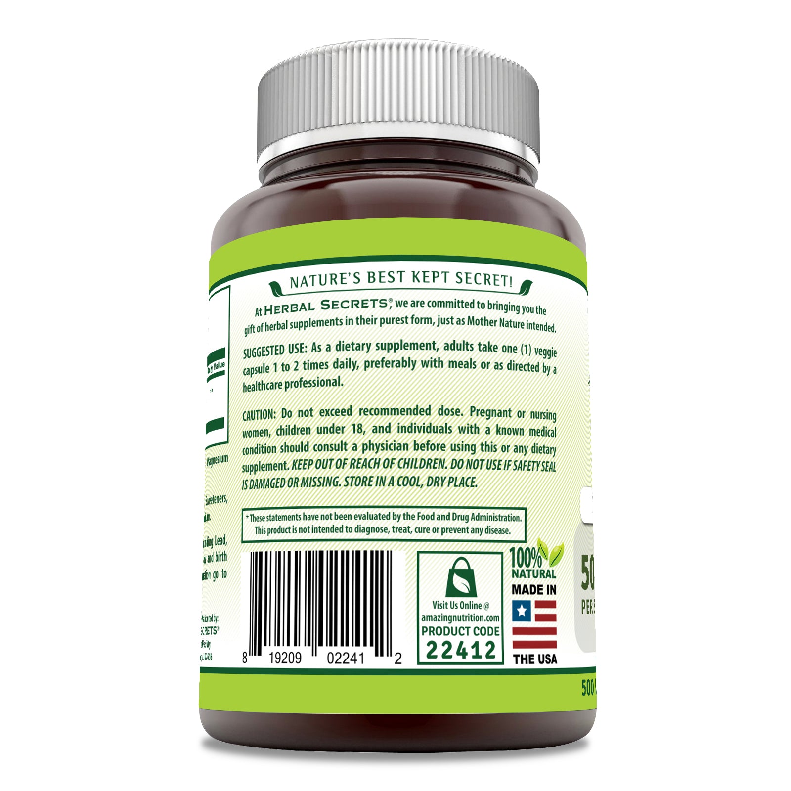 Herbal Secrets Maca Root | 500 Mg | 500 Veggie Capsules – Amazing Nutrition