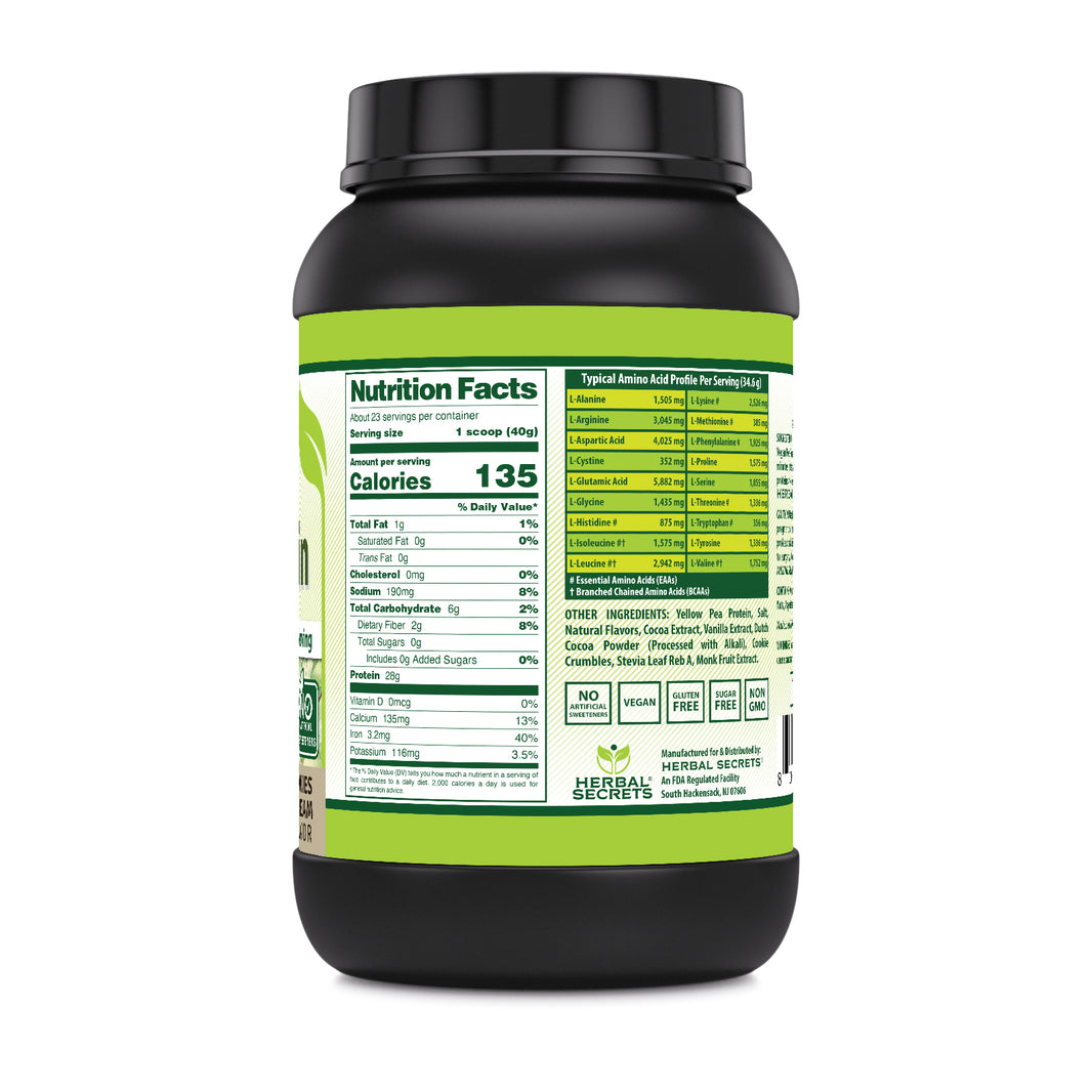 Herbal Secrets Pea Protein Powder | 2 Lb | Cookies & Cream Flavor | 28 ...